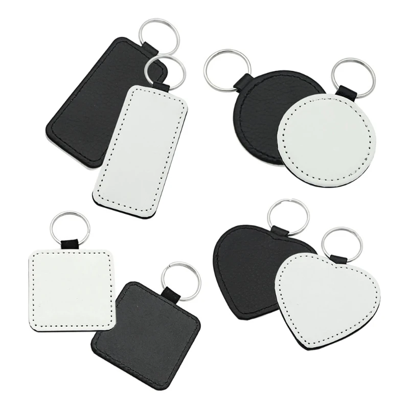 10Pcs-Leather-Keychains-Blank-Heart-Round-Square-MDF-Keychains ...