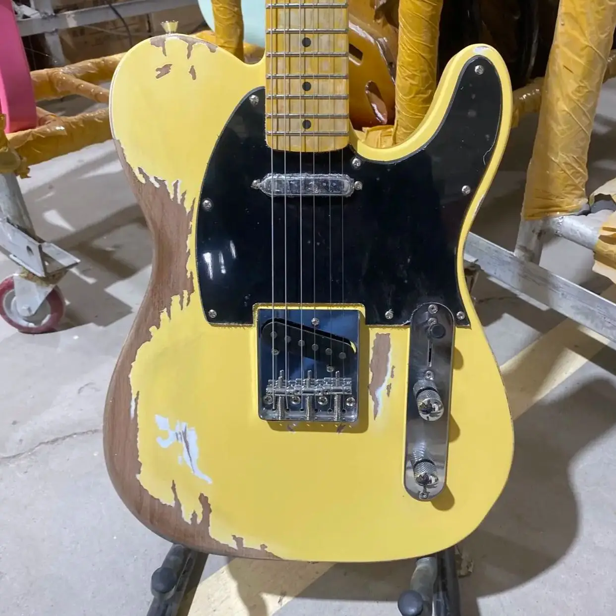 Relic-Tele-Electric-Guitar-Alder-Body-Yellow-Color-Maple-Fingerboard-21 ...