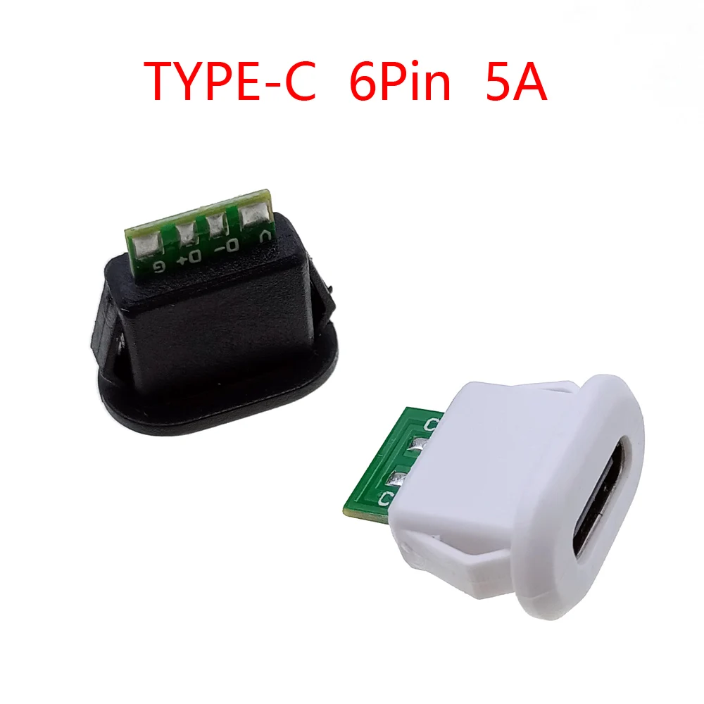 6Pin-5A-USB-C-Type-Waterproof-USB-Connector-Direct-Compression-Female ...