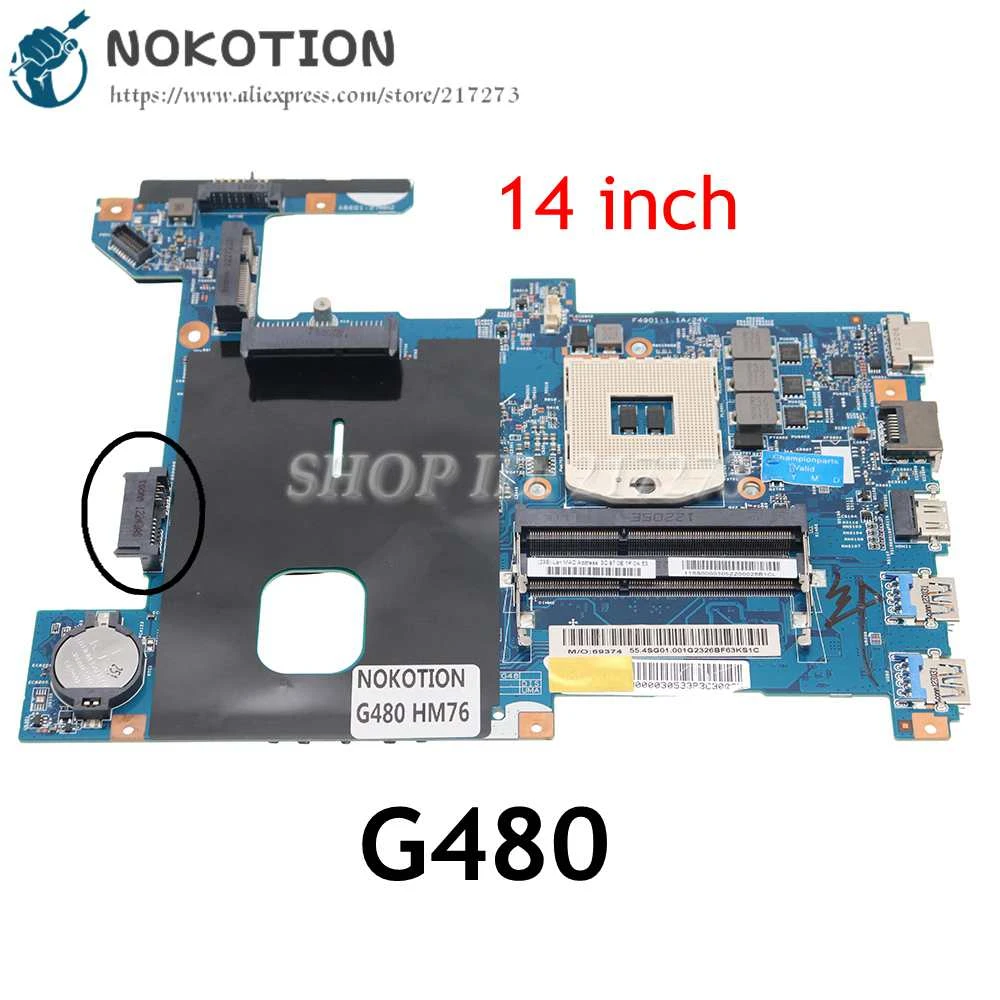 Nokotion para lenovo g480 computador portátil placa mãe hm76 ddr3 ...