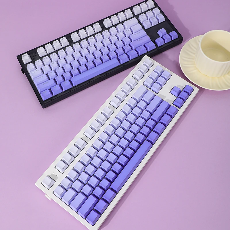 Snow-Cyan-Gradient-Keycaps-Light-Purple-Backlit-OEM-Profile-PBT-Side ...