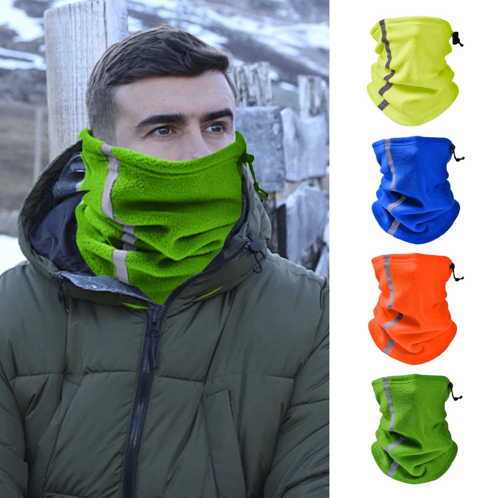 Winter Fleece Neck Warmer Reflective Neck Gaiter Skiing Windproof Ski ...