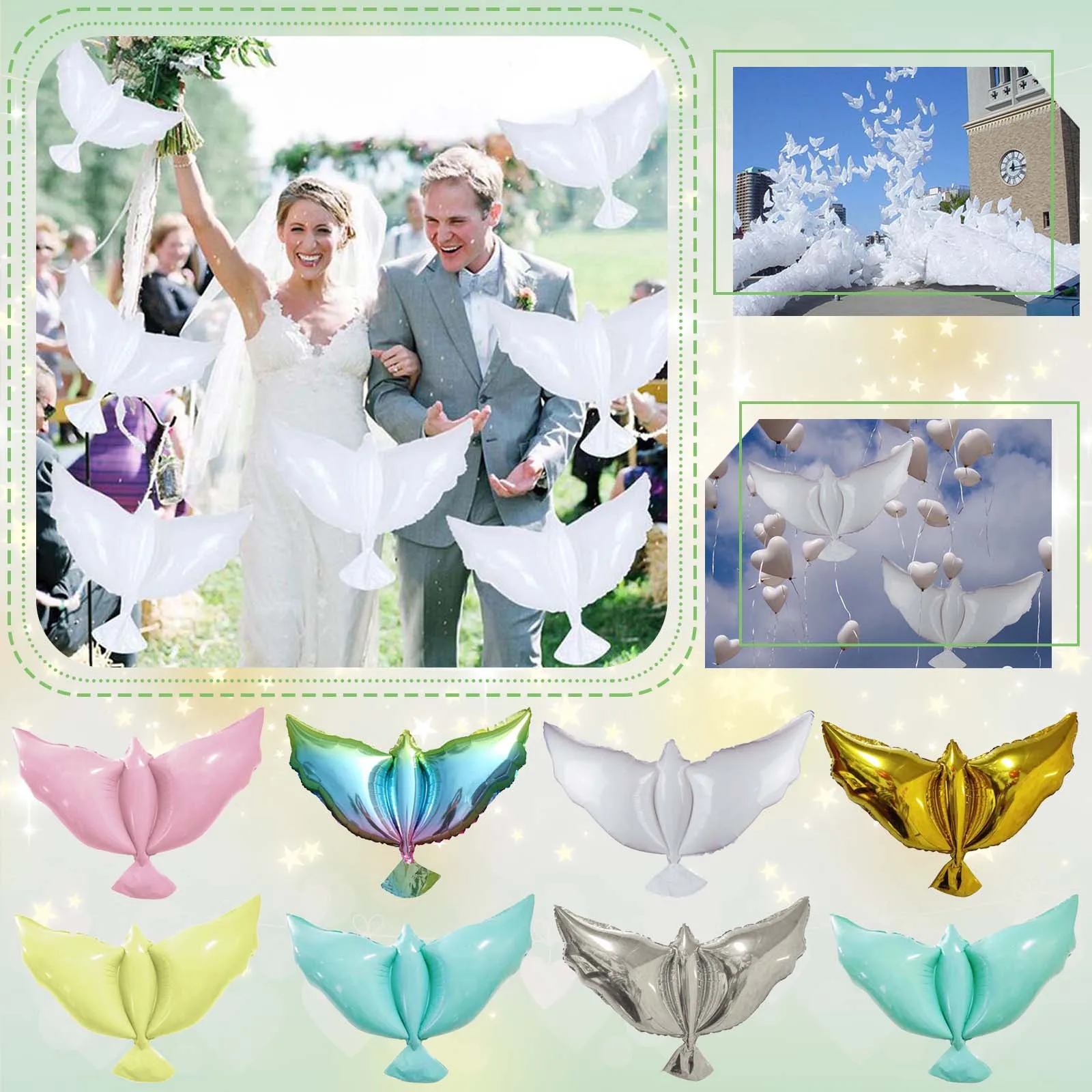 Release Dove Wedding Balloon Accessories Eco friendly Foil Helium ...