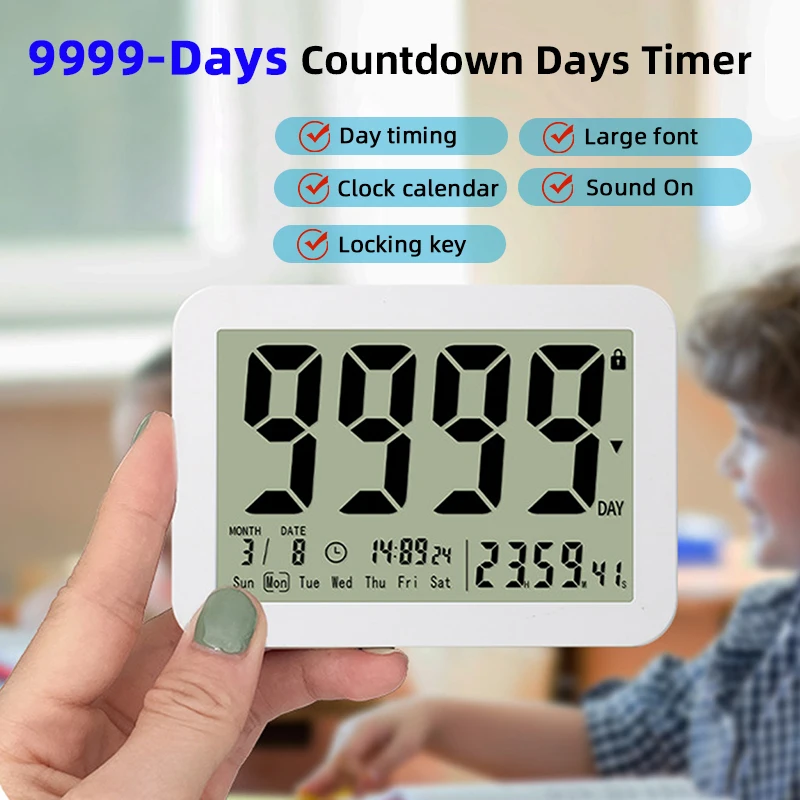 Digital Countdown Days Timer 9999-Day Count Down Clock Multi-Function ...