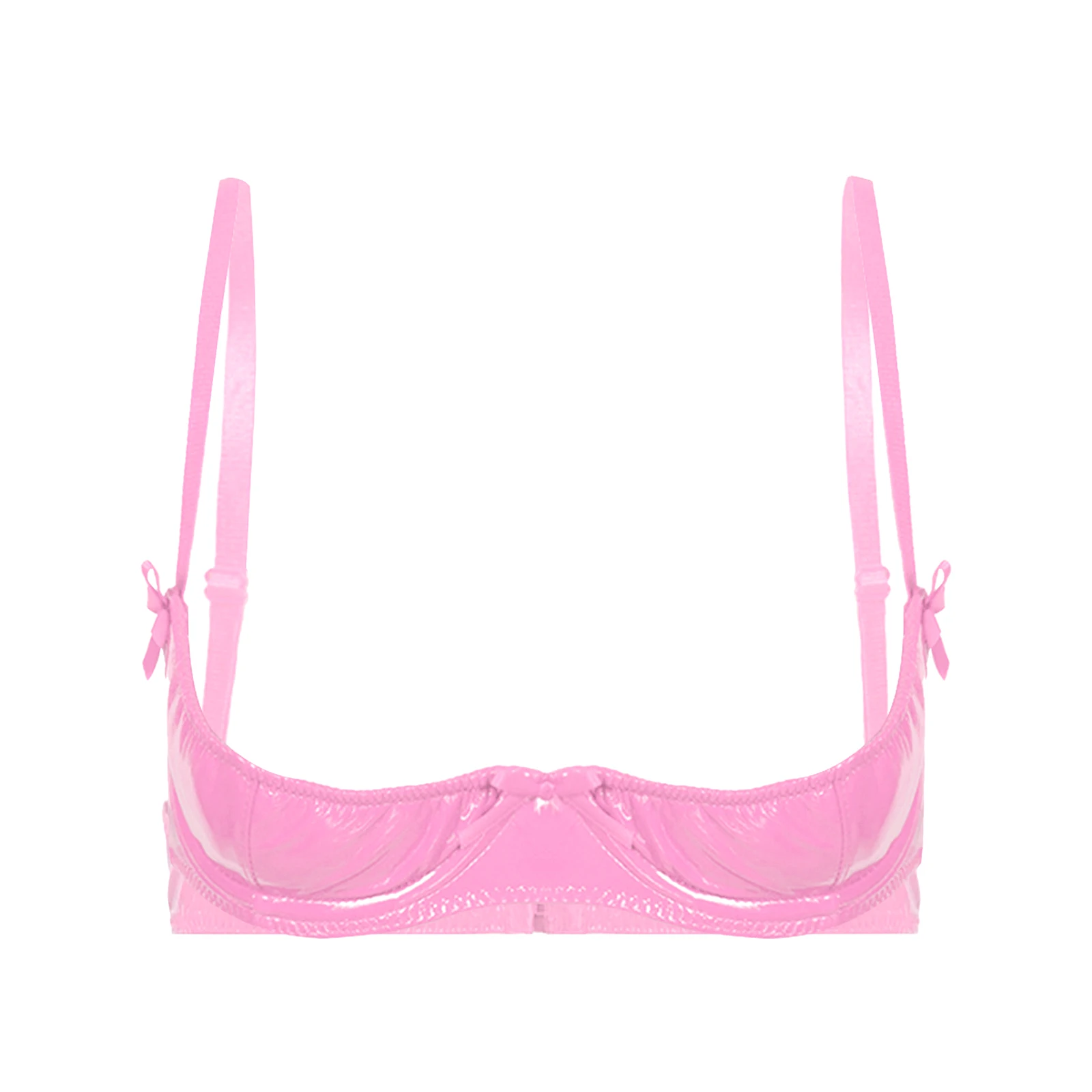 Womens-Dessous-ffnen-Brust-Tasse-Bh-Gl-nzend-Patent-Leder-Dekollet-Bh ...