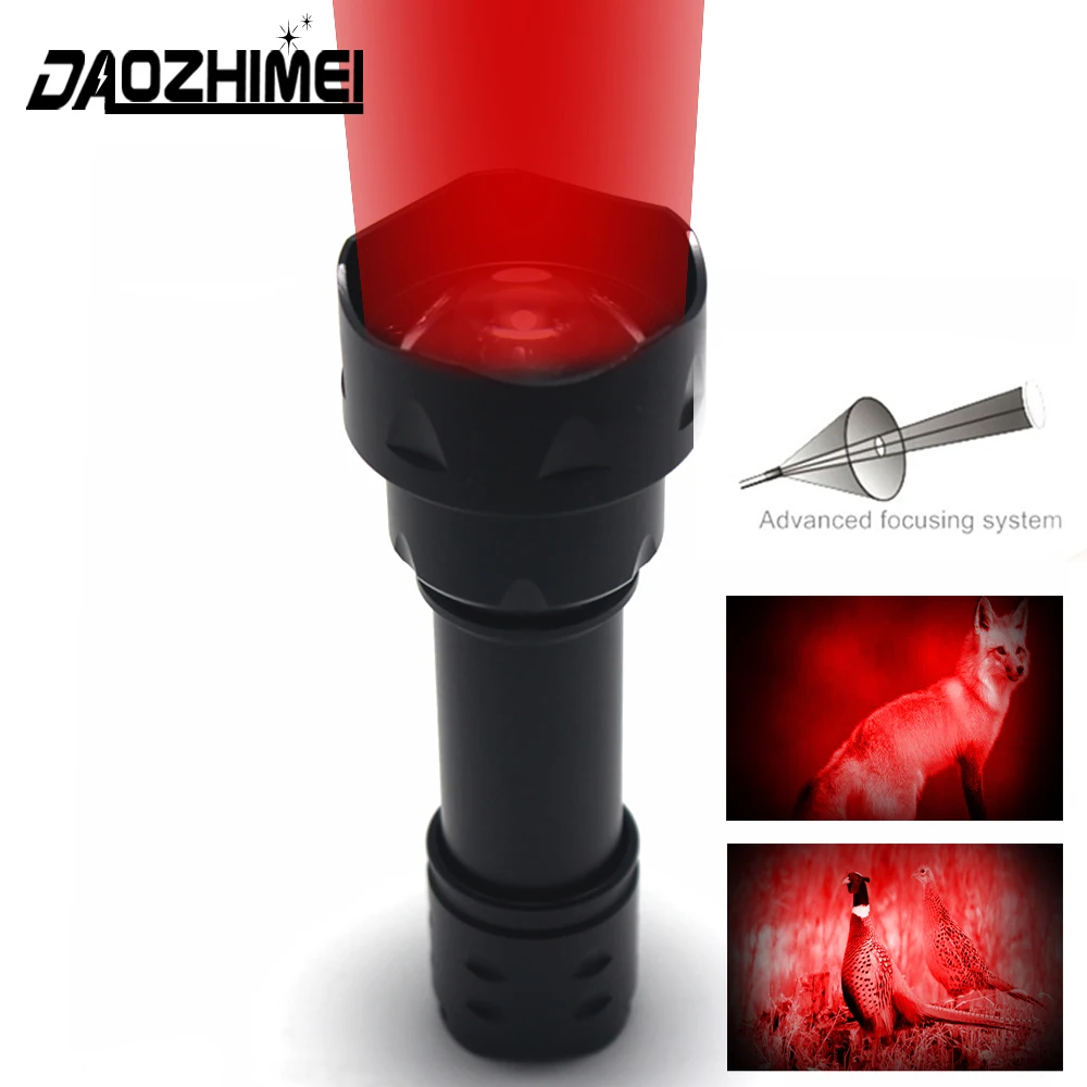 500-Yards-Red-LED-Hunting-Flashlight-Adjustable-Zoomable-Tactical-T20 ...