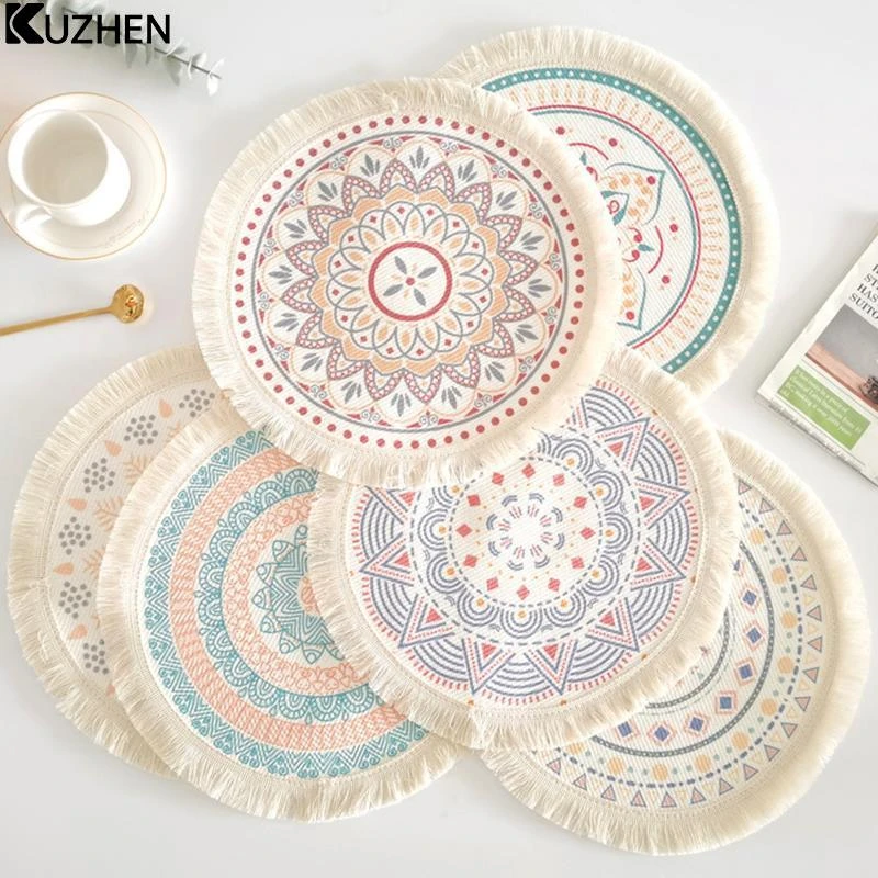 Bohemian Round Placemats Simple Handwoven Jute Placemats Coasters ...