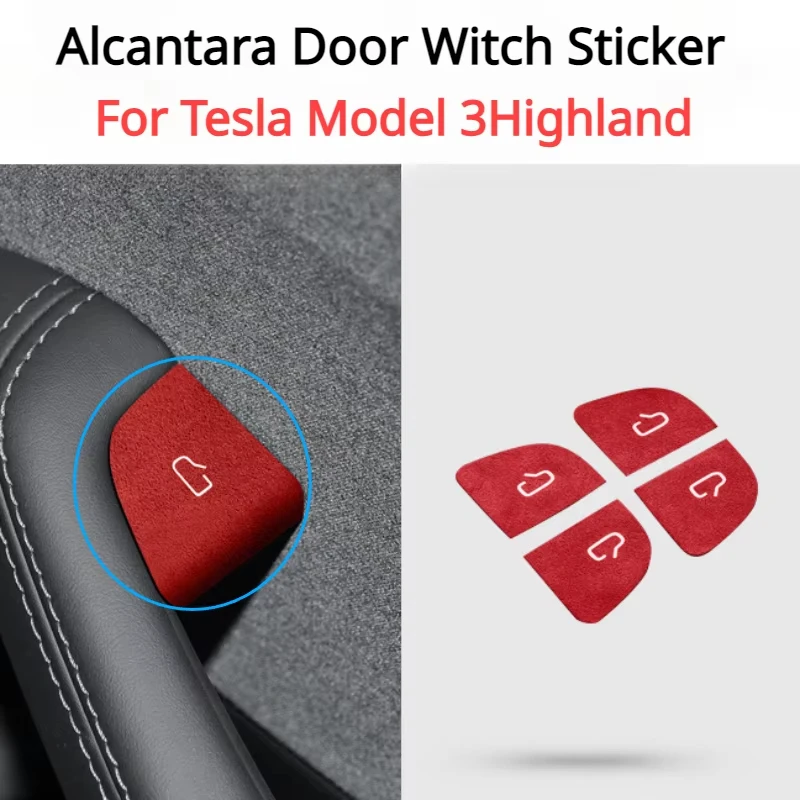 Door Switch Sticker for Tesla Model 3+ Alcantara Thin Patch Suede ...