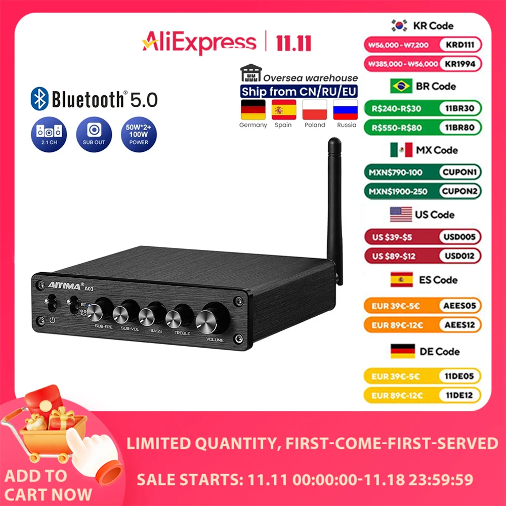 AIYIMA-TPA3116-Subwoofer-Bluetooth-Amplifier-HiFi-TPA3116D2-2-1-Digital-Audio-Power-Amplifiers ...