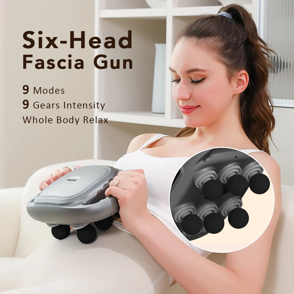 Six-head-Red-Light-Fascia-Gun-Rechargeable-Waist-Back-Leg-Massager-Body ...