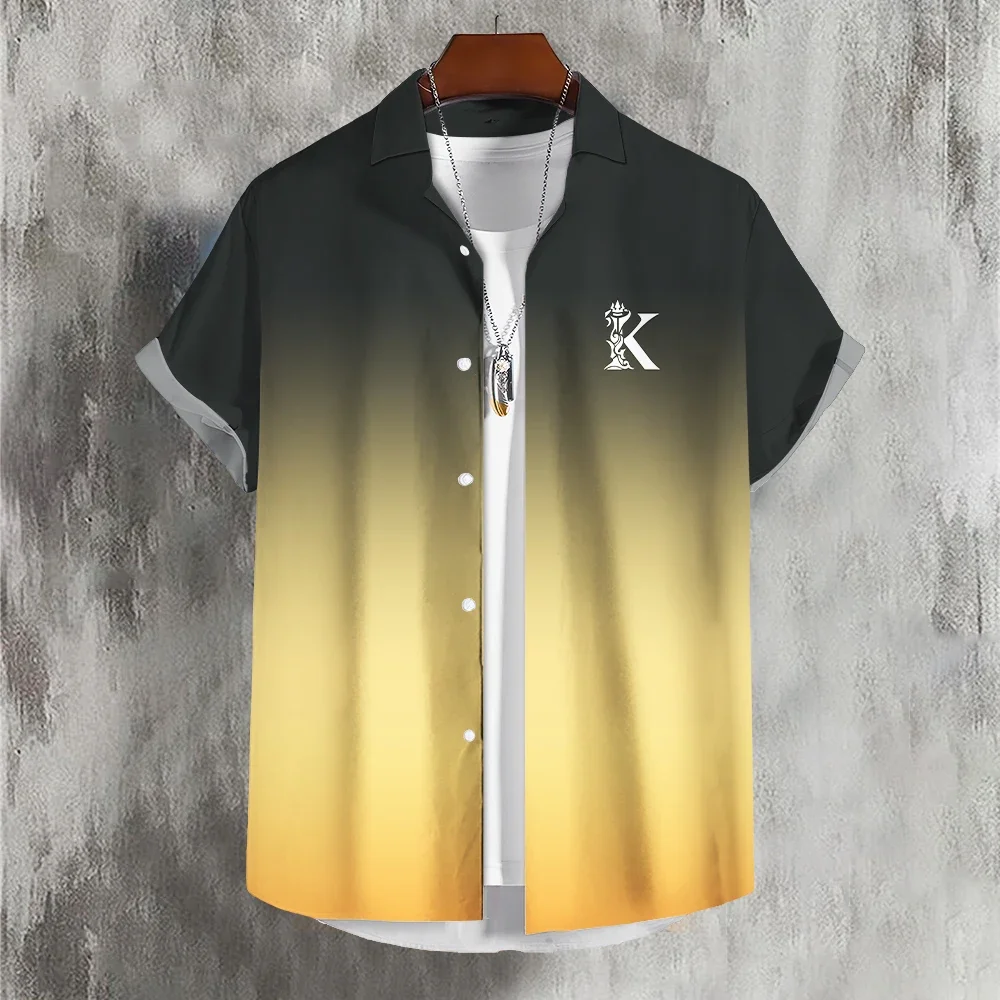 Solid-Men-S-Shirt-Summer-Color-Gradient-Lapel-Shirts-For-Men-Colorful ...