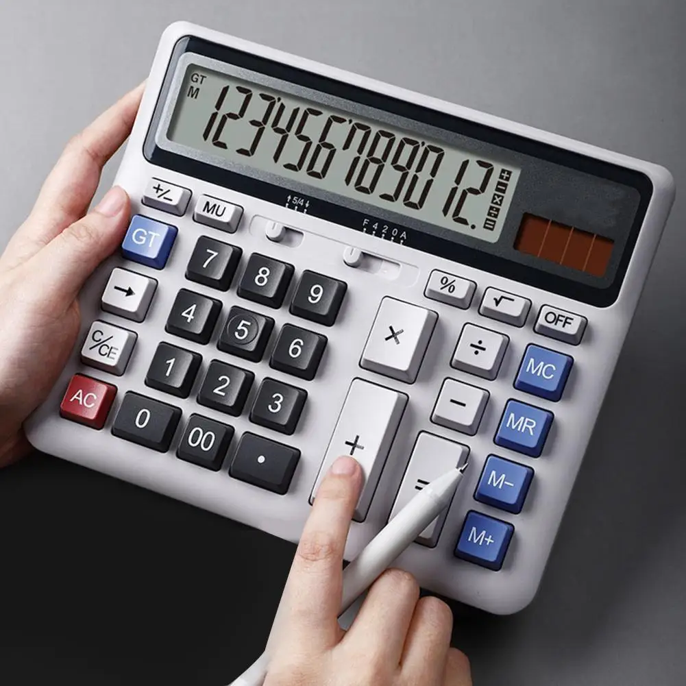 1-Set-Electronic-Calculator-Dual-Power-Battery-12-Digit-Desktop ...