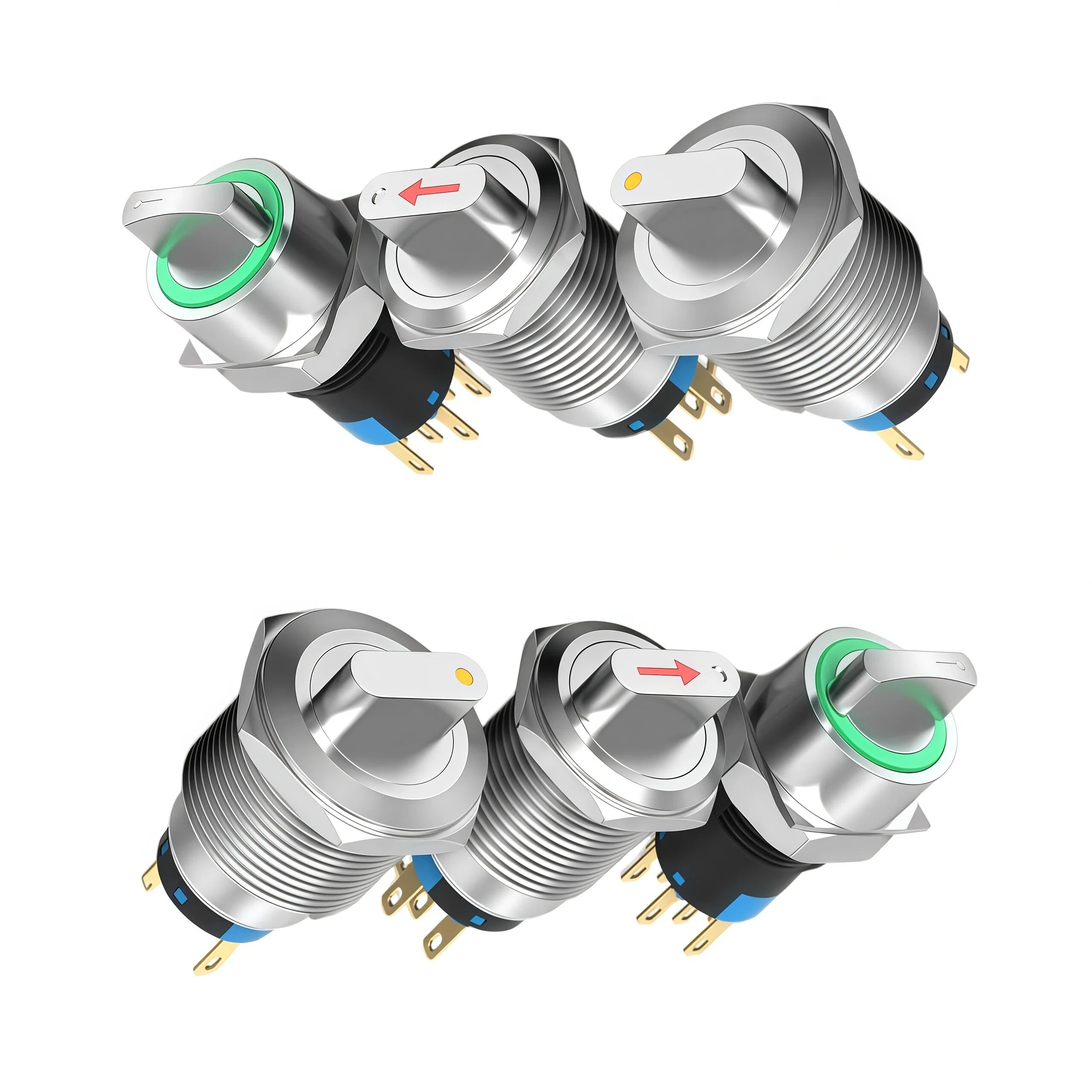 16/19/22mm Metal Knob Switch with Light, Self-Locking and Self-Reset, 2 ...