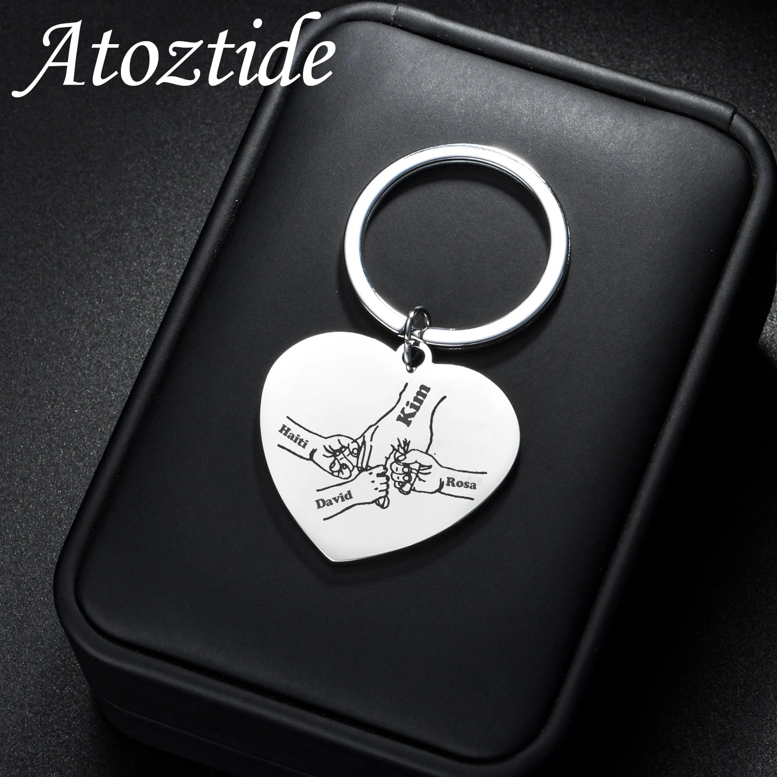 Atoztide Personalized Customized Heart Keychain Stainless Steel Silver ...