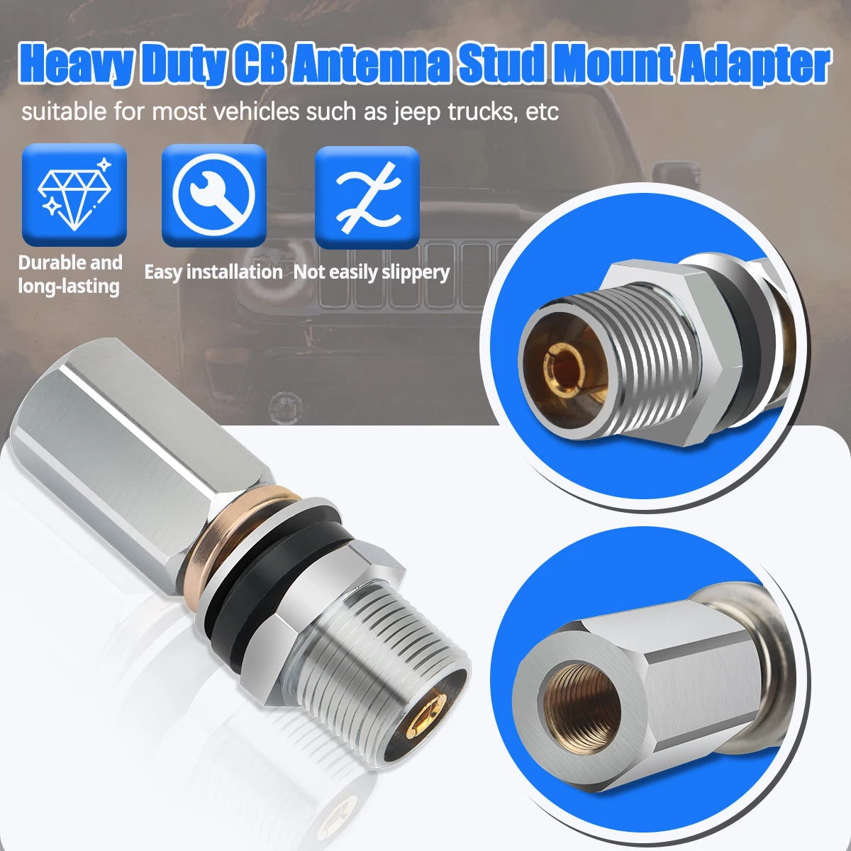 Heavy Duty CB Antenna Stud Mount Adapter with SO-239 connector For ...