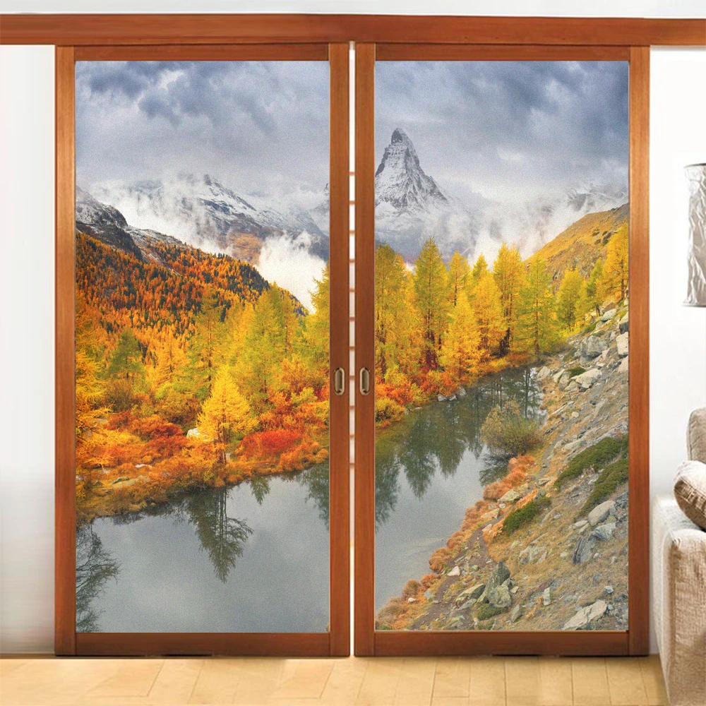 Privacy-Window-Film-Autumn-Scenery-Pattern-Frosted-Glass-Window-Sticker ...