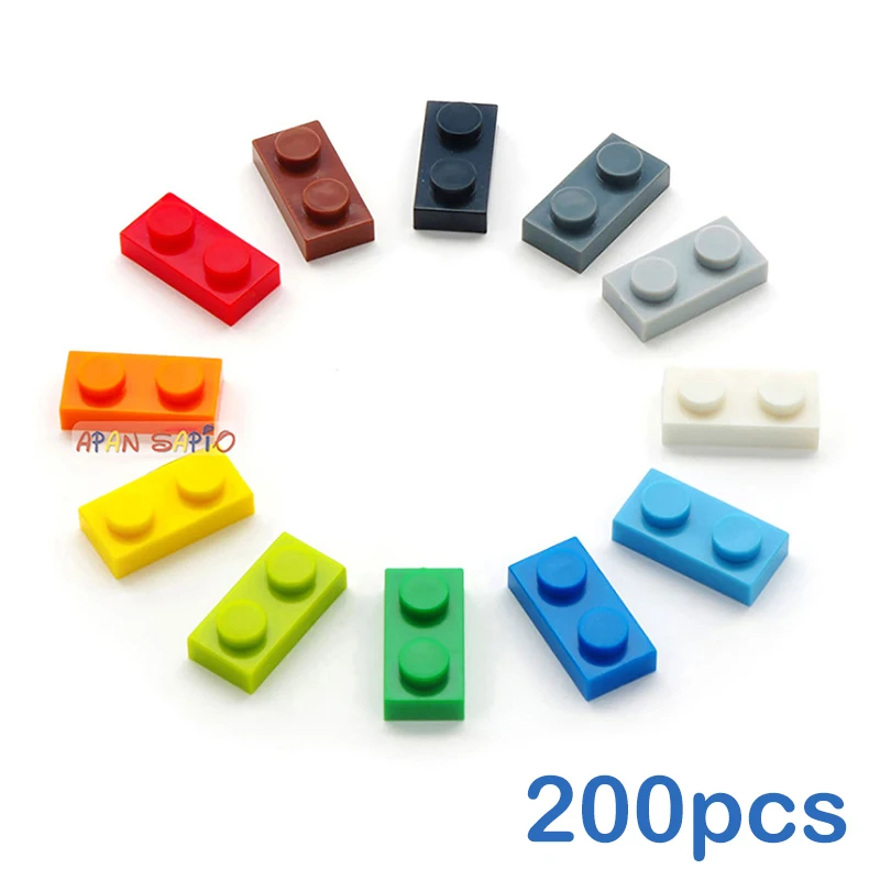 200pcs-DIY-Building-Blocks-Thin-Figures-Bricks-1x2-Dots-12Color ...