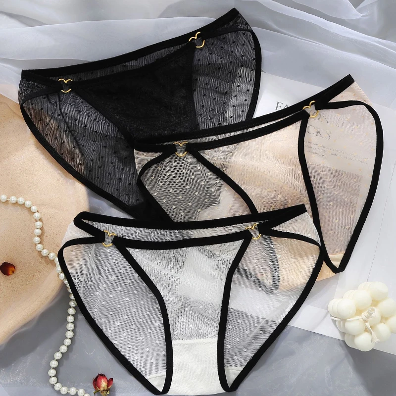 Spitze-sexy-transparente-Mesh-H-schen-Frauen-Punkte-Slips-Unterw-sche-durchsichtige-hochela ...
