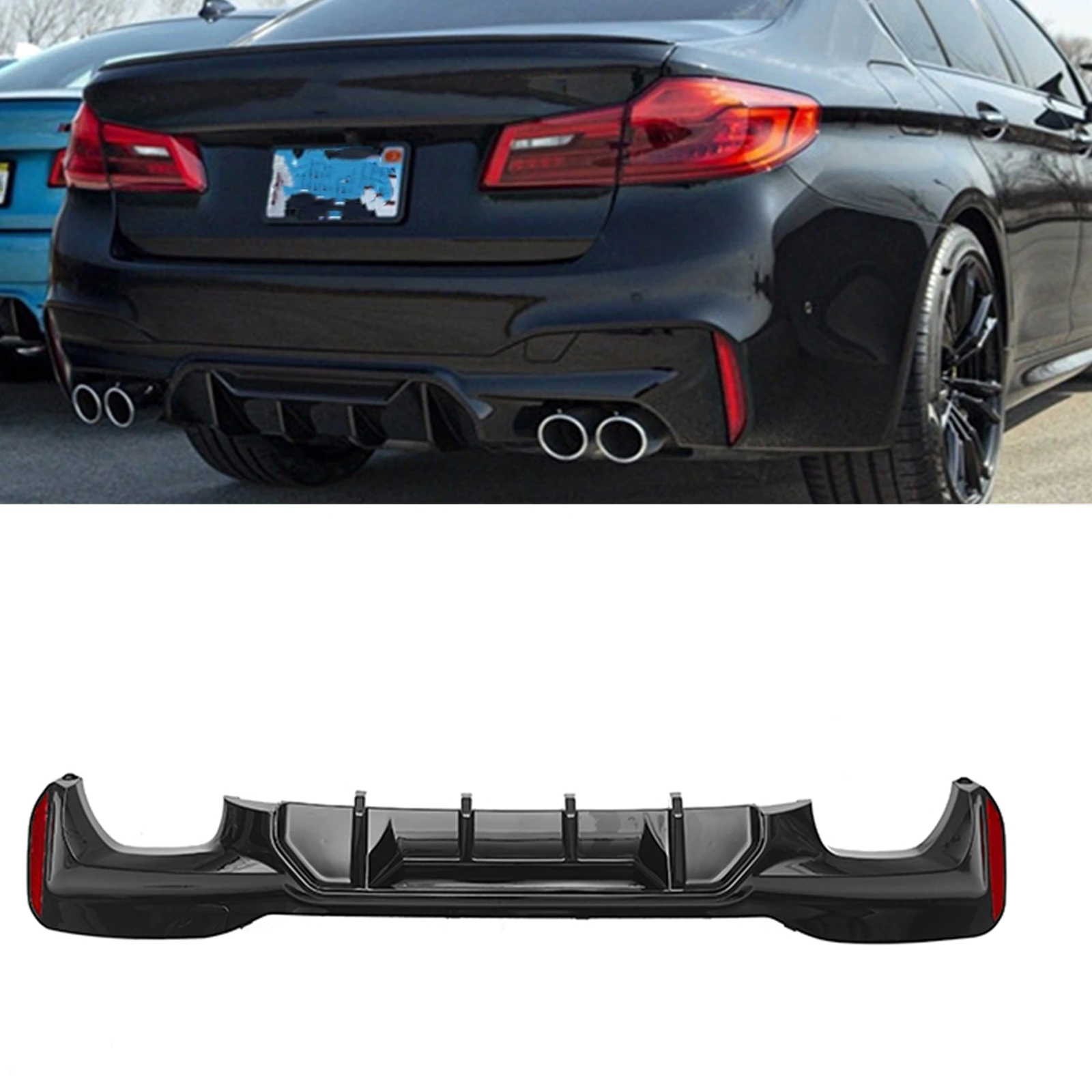 Glossy-Black-Car-Rear-Bumper-Diffuser-Lip-Lower-Spoiler-Splitter-For ...