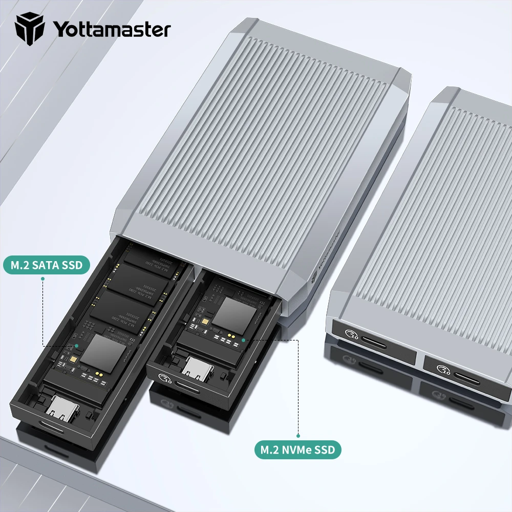 Yottamaster 10gbps Tool Free Dual Bay M.2 Nvme 2bay Ssd Enclosure ...