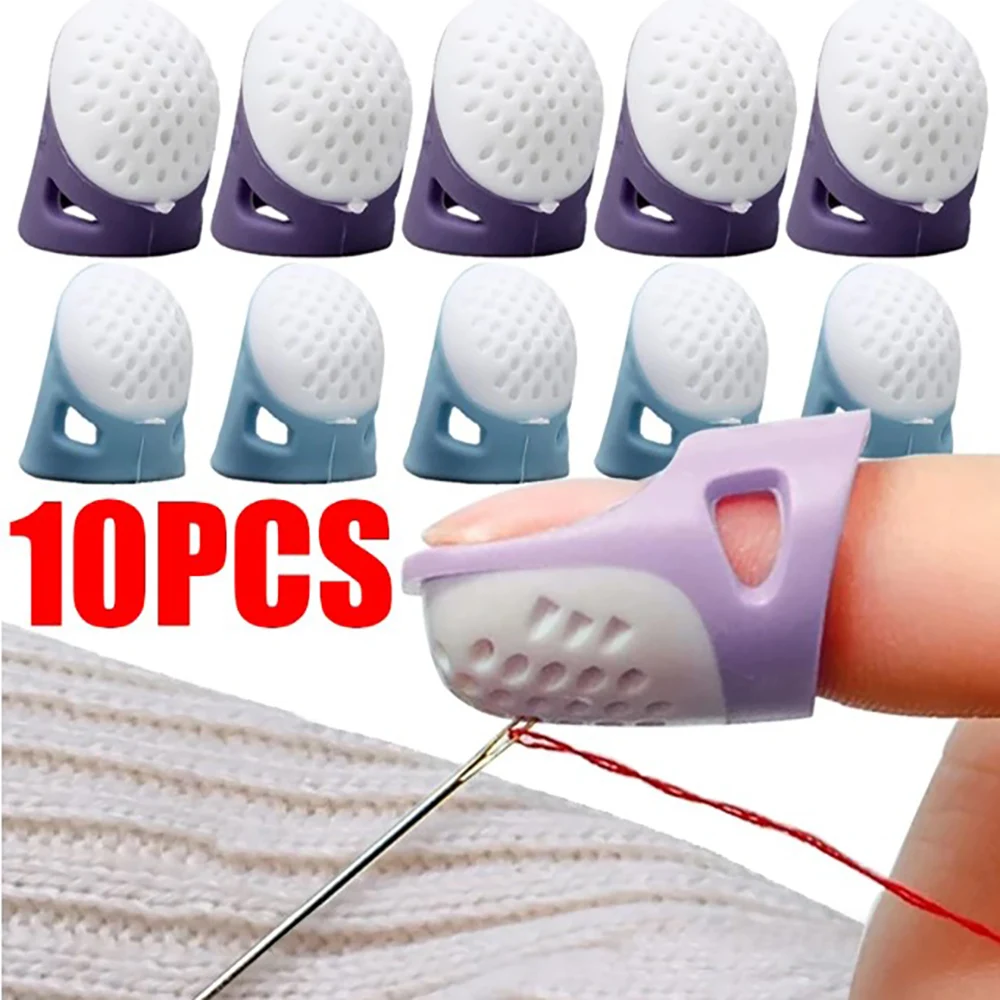 10-1PCS-Thimbles-Anti-slip-Finger-Cover-Silicone-Sewing-Finger-Tips ...
