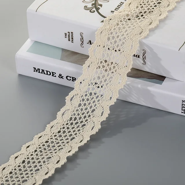 (5Meter/roll) High Quality Beige Cotton Embroidered Lace Net Ribbons ...