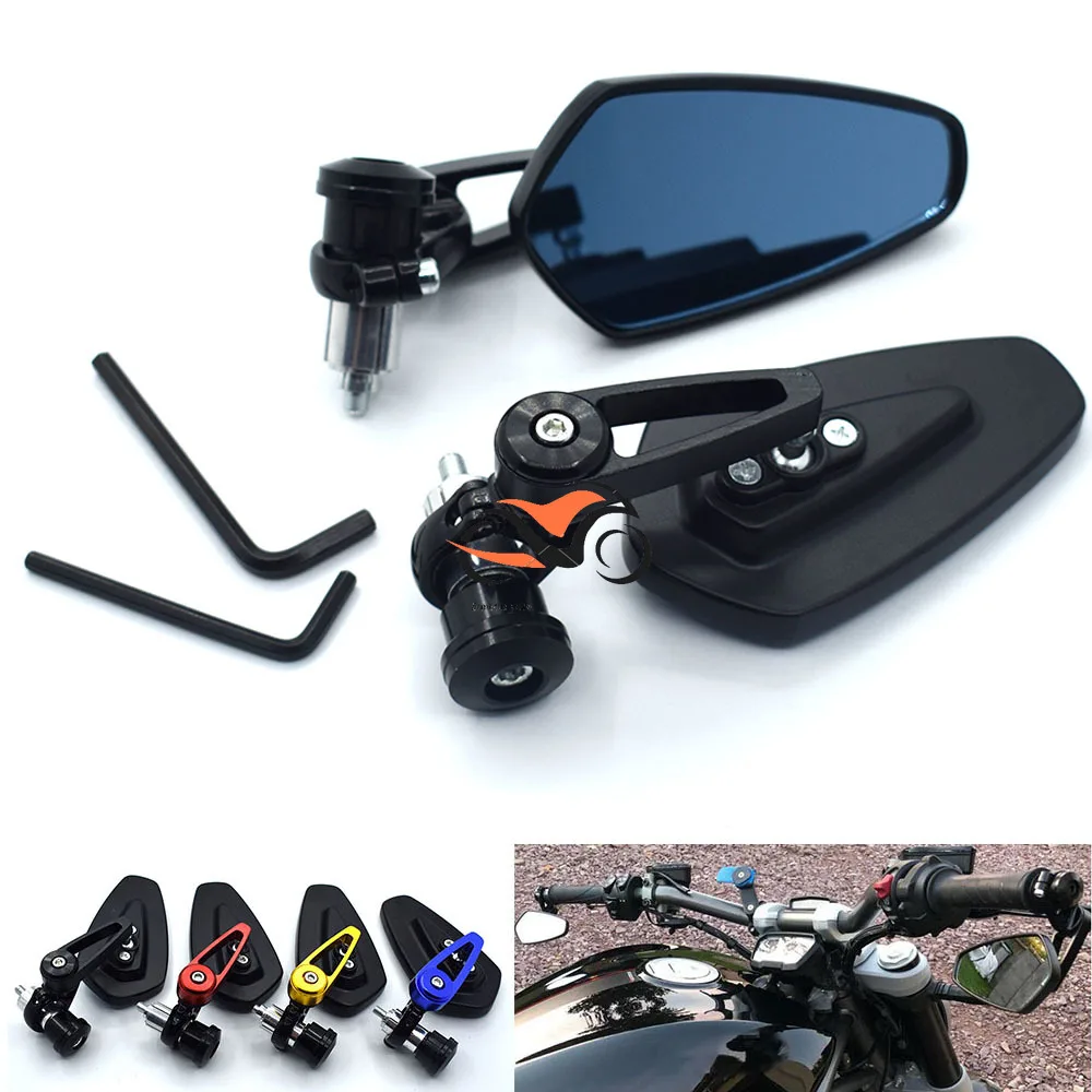 Universial-7-8-22mm-Handlebar-Side-Rearview-Mirrors-Aluminum-Bar-End ...