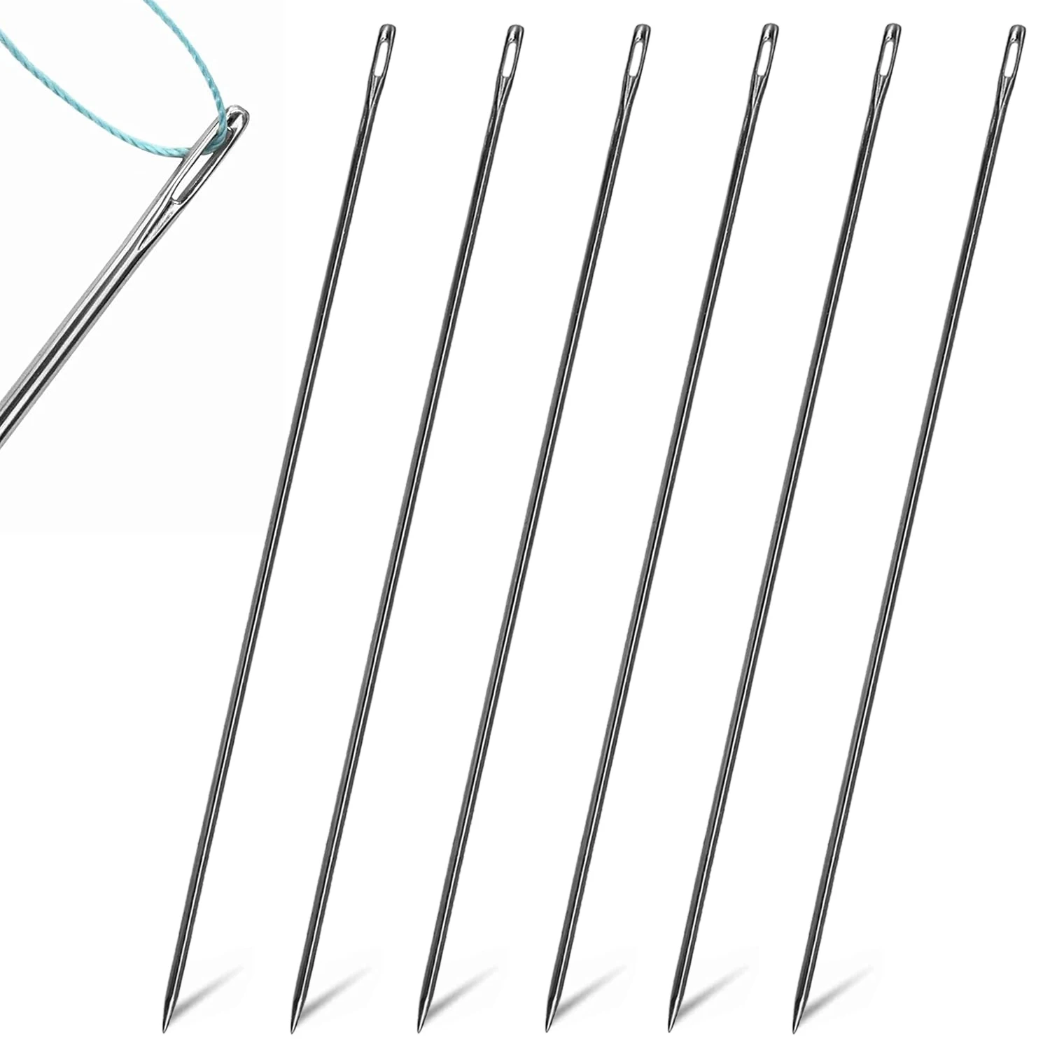 6Pcs 10/12 Inch Large Eye Leather Sewing Needles Apply to Home or Work ...
