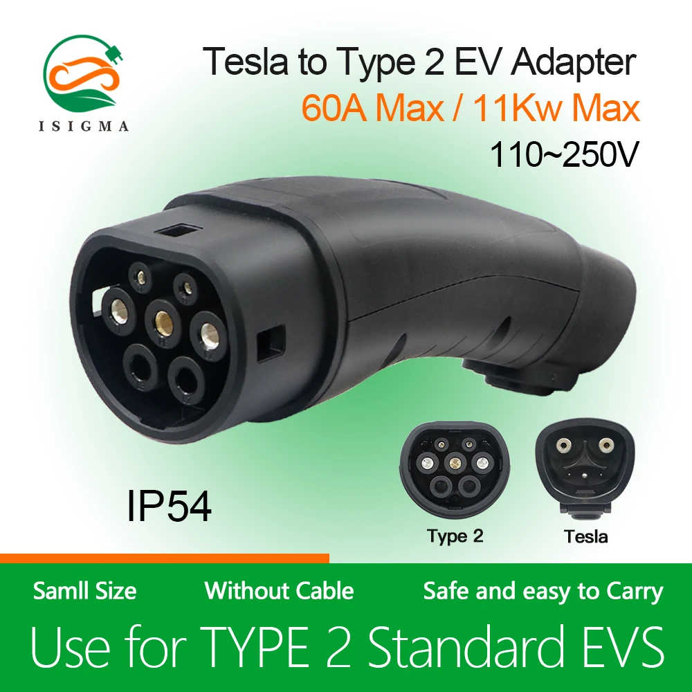 ISIGMA-Charging-Connector-Tesla-to-Type2-adaptor-60A-Tesla-to-Type2 ...