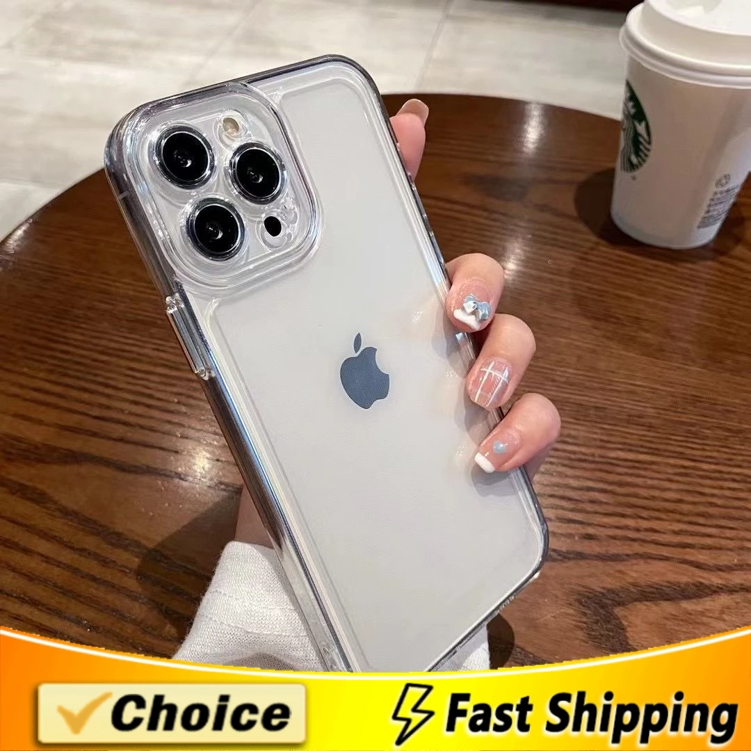 Shockproof-Transparent-Simple-Fashion-Couple-Phone-Case-Suitable-for ...