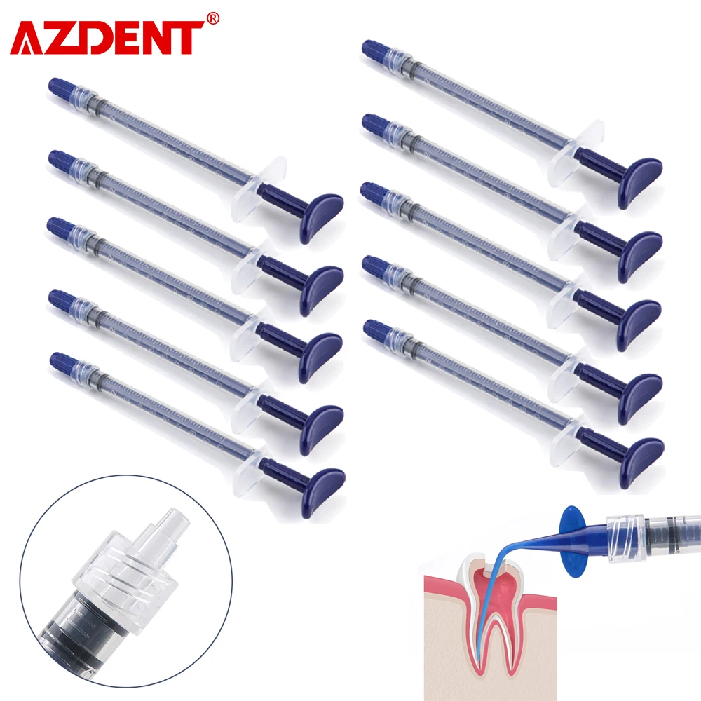 AZDENT-10pcs-Dental-Irrigation-Syringe-Blue-Plastic-1ML-Disposable ...