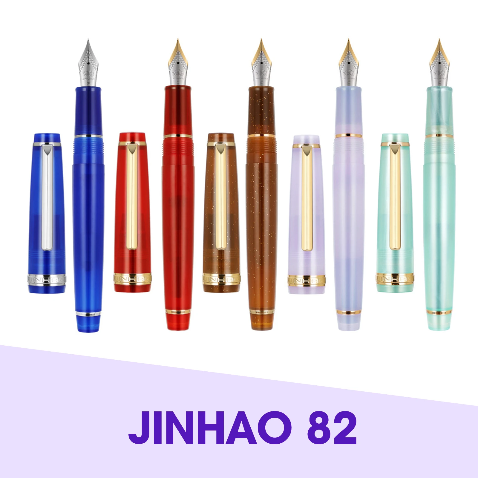 Jinhao 82 Fountain Pen Acrylic Ink Pen Spin Golden Sliver Clip 0.5mm F ...