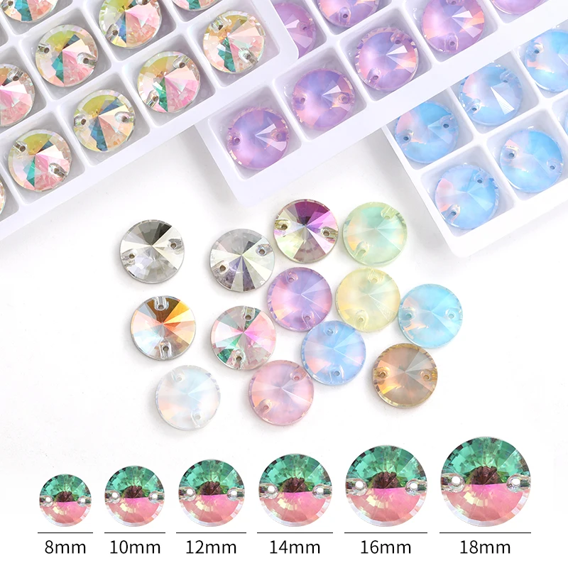 14mm-Flatback-Rivoli-Rhinestones-Glass-Stone-For-Sewing-Clothes-Crystal ...