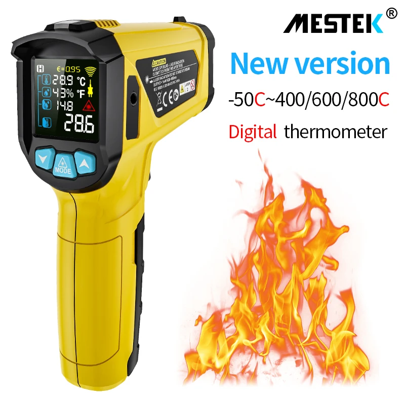 MESTEK Infrared Thermometer Pyrometer IR laser Temperature Sensor Gun LCD Screen Humidity Meter ...