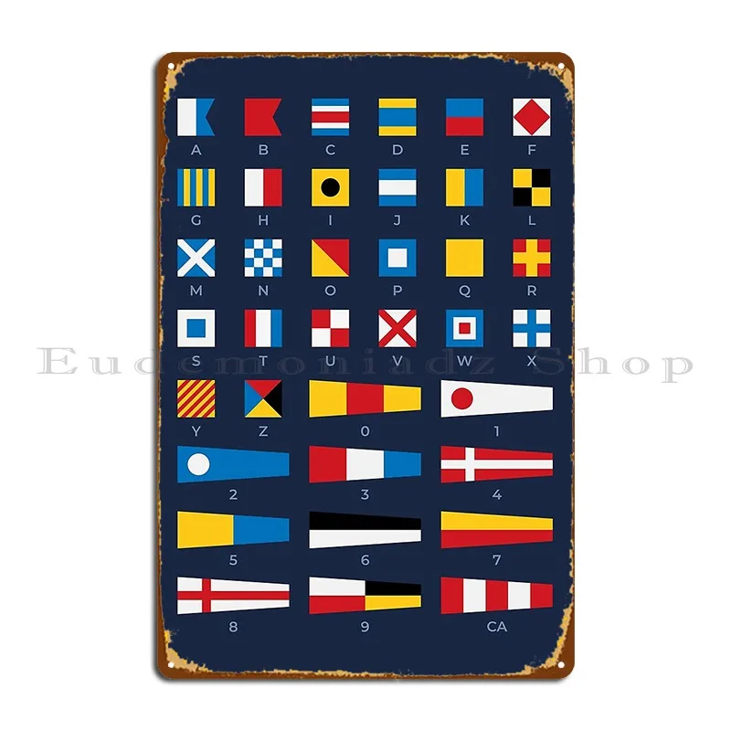 Nautical Maritime Signal Flags Alphabet Poster Metal Plaque Poster ...