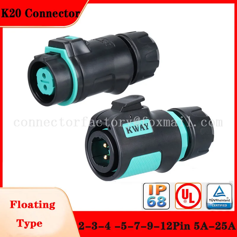 K20 Waterproof IP68 Aviation Floating Type Male Plug Female Socket 2-3 ...