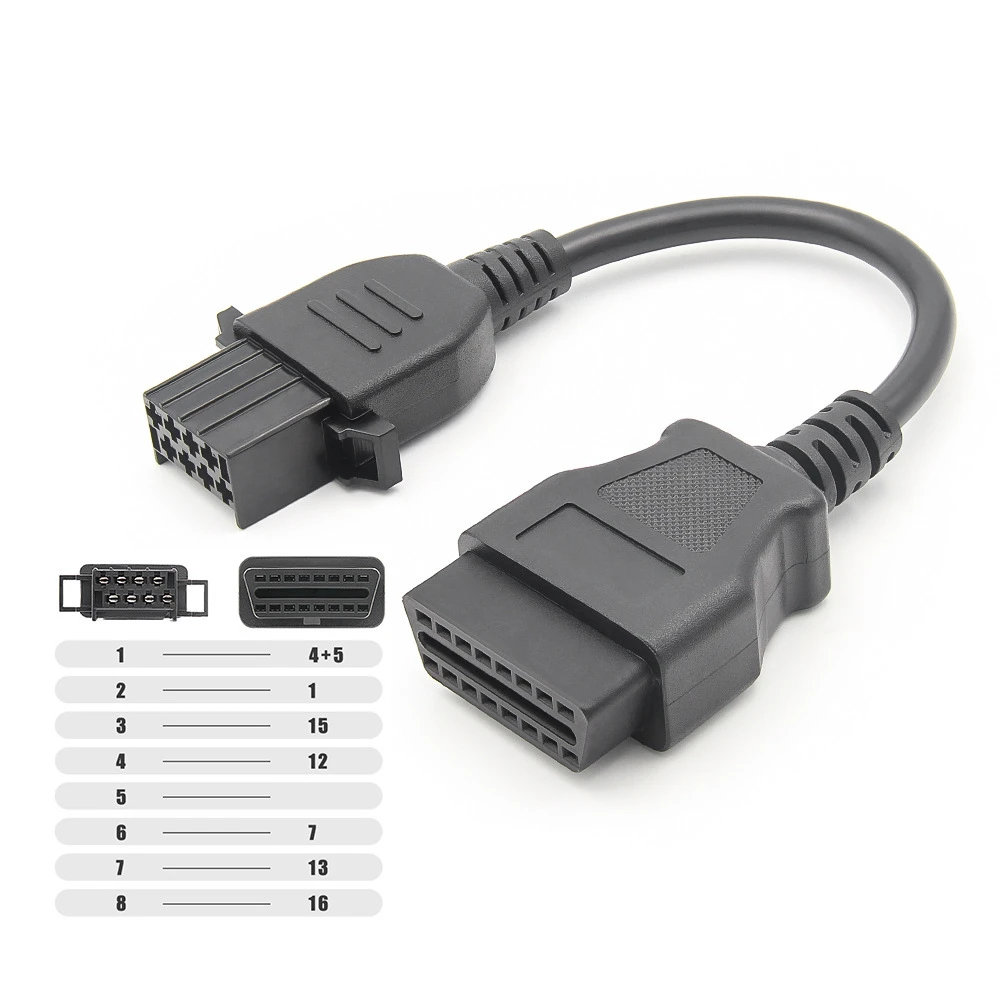 10 pces carro caminhão cabo 8pin para volvo v2 volvo fêmea para obd2 ...