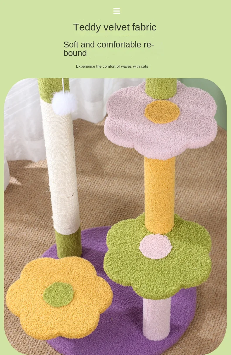 Colorful and Flower Style Stand Cat Tree with Platform & Scratching ...