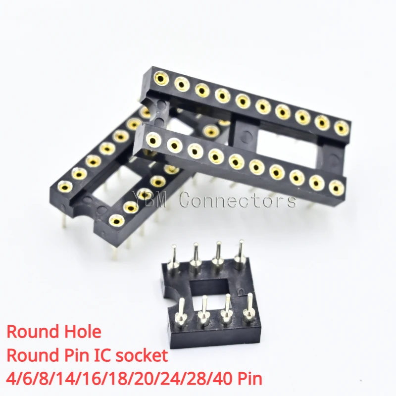 10PCS-Round-Hole-IC-Socket-Connector-Integrated-Circuit-Socket-DIP8-DIP14-DIP16-DIP18-DIP20 ...