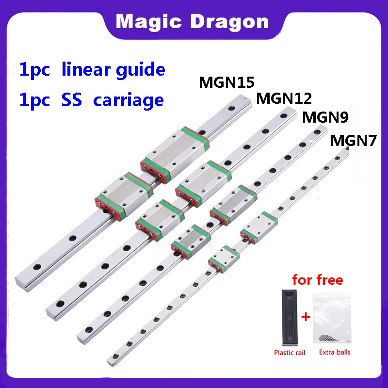 MGN7 MGN12 MGN15 MGN9 L from 100mm to 1000mm miniature linear rail slide 1pcs MGN linear guide+ ...
