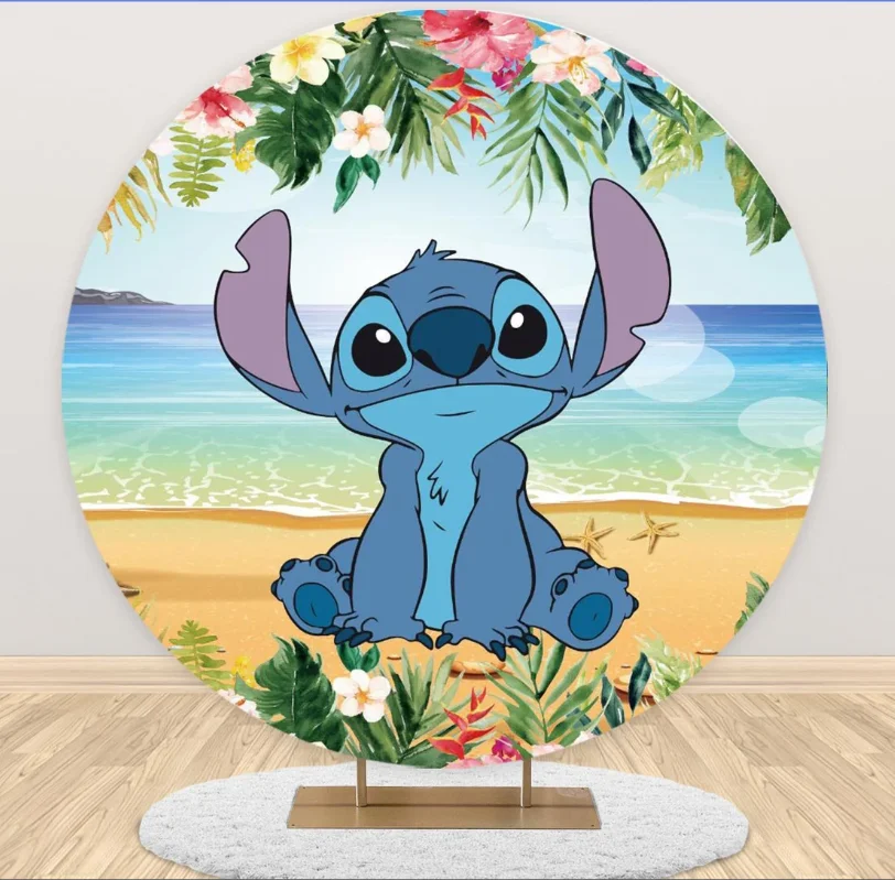 Customized-Round-Circle-Fabric-Backdrop-with-Elastic-Disney-Lilo-Stitch ...