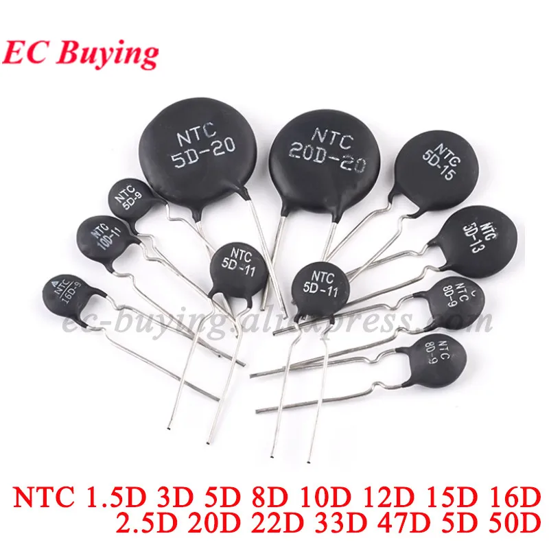 20Pcs/1pc Thermal Resistor MF72 NTC 1.5D 3D 5D 8D 10D 12D 15D 16D 2.5D ...