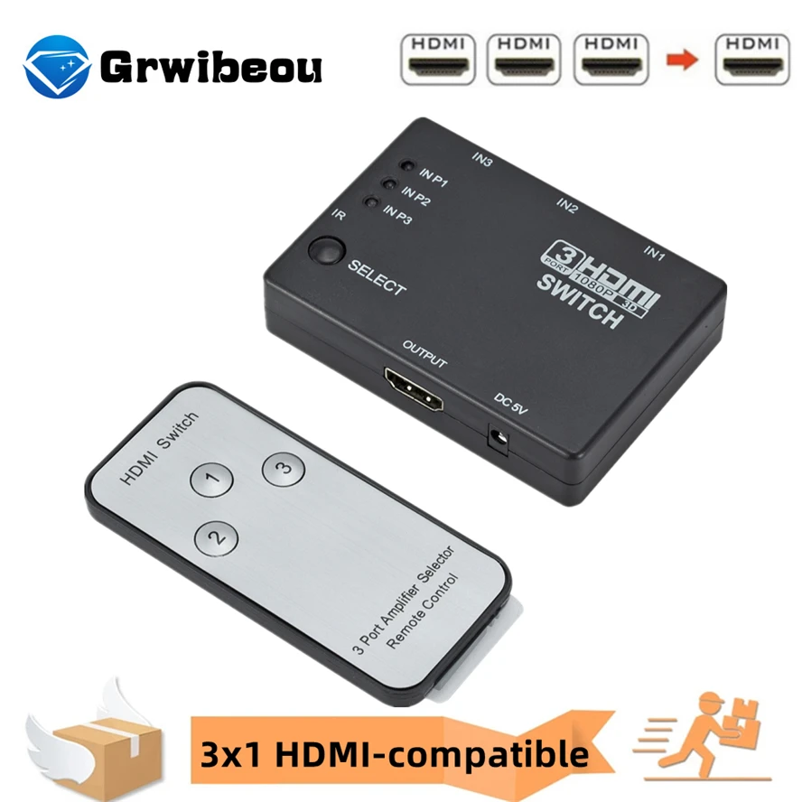 3x1-HDMI-compatible-Splitter-Adapter-Hub-Auto-Switch-3-In-1-Out-1080p ...