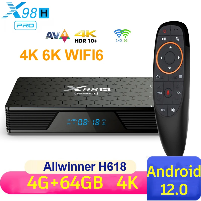 X98H PRO Smart TV BOX Android 12 4GB 32GB 64GB TVBOX Allwinner H618 2.4/5G Dual Wifi6 1000M BT ...