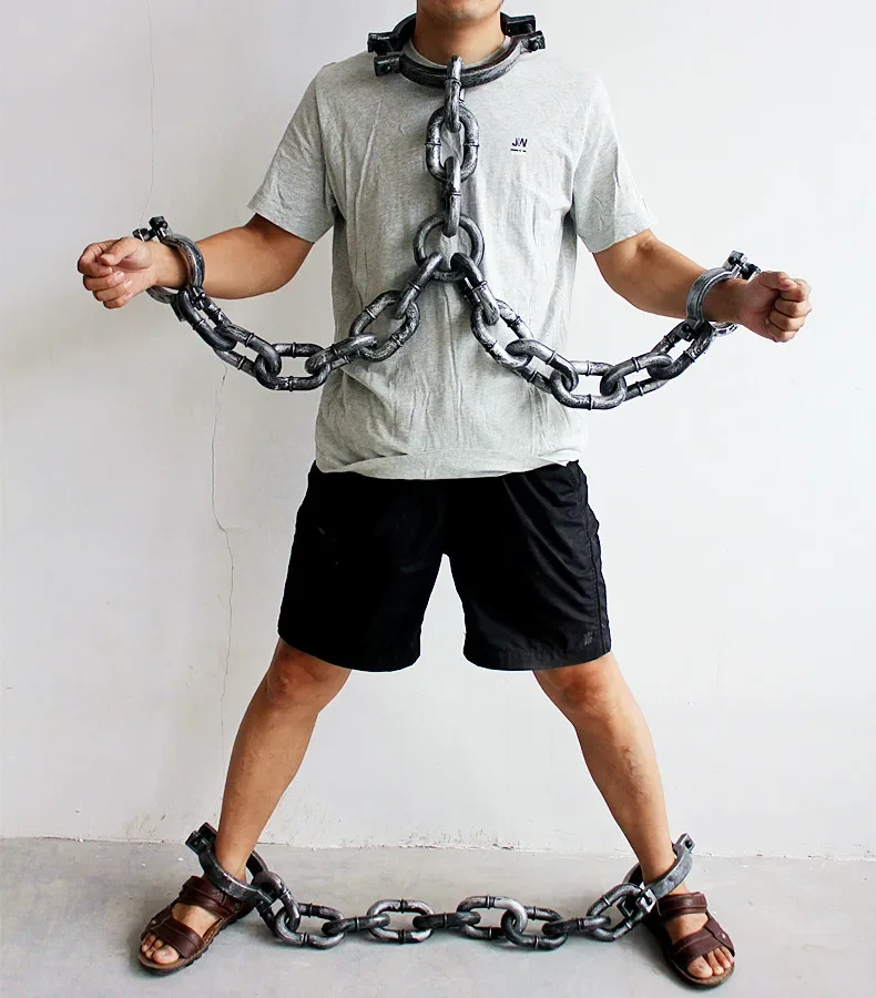 Iron-Chain-Handcuffs-Fetters-Shackle-Plastic-Prop-Terror-Night-Decorate ...