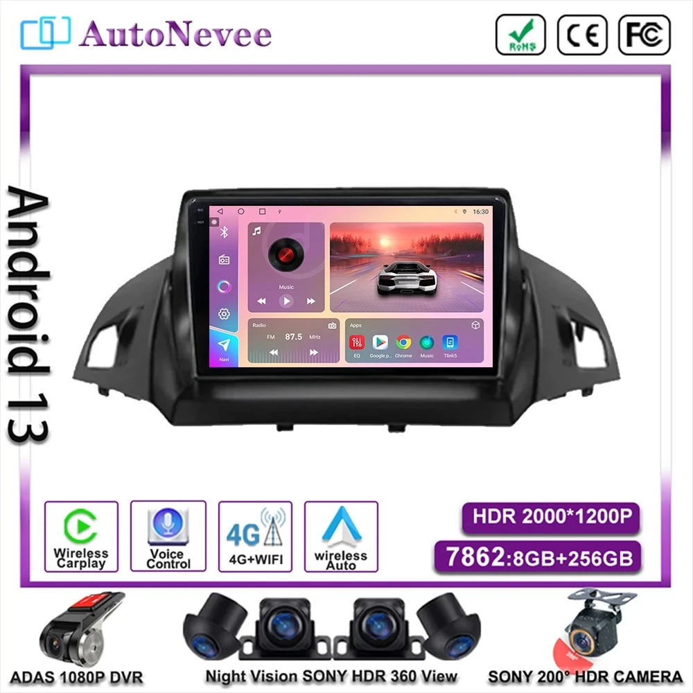 Android-13-Auto-For-Ford-Kuga-2-Escape-3-2012-2019-GPS-Navigation ...