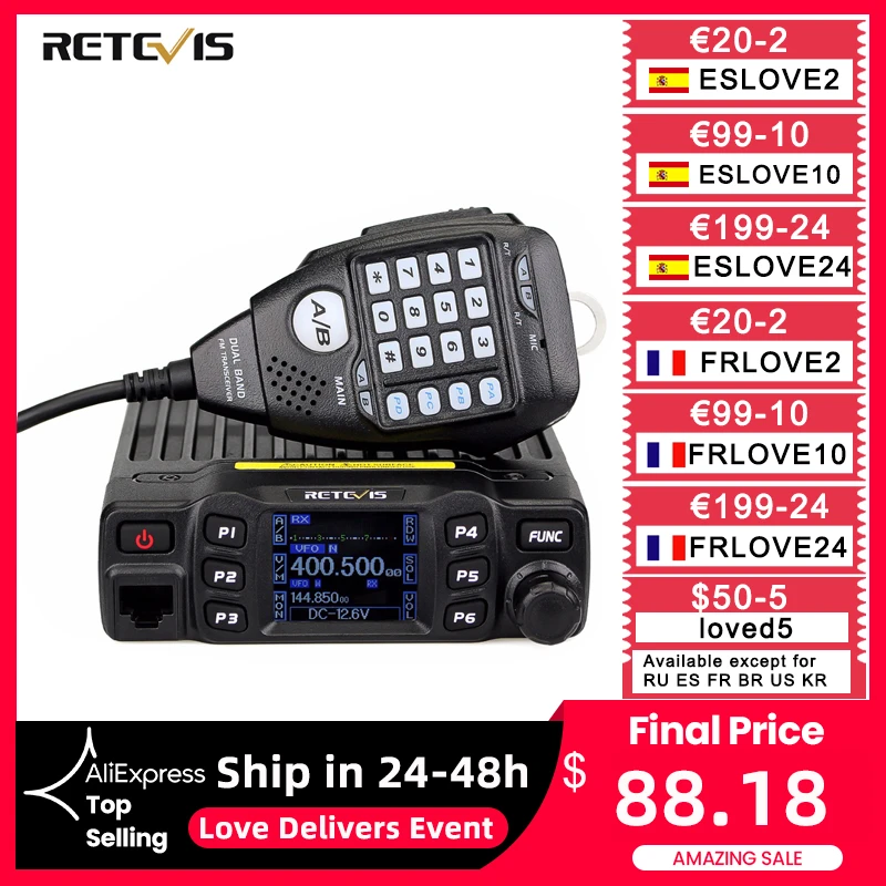 Retevis RT95 아마추어 햄 무전기 차량용 듀얼밴드 무전기 햄 아마추어무선 UHF VHF 워키토키 Ham Radio ...