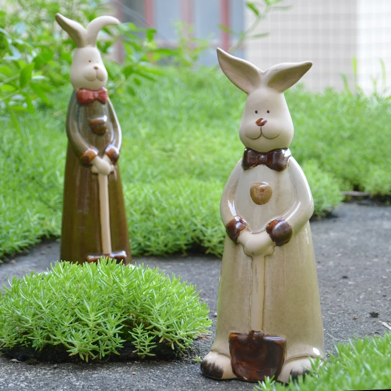 Garden-Little-White-Rabbit-Home-Ornaments-Ceramic-Couple-Rabbit-Desktop ...