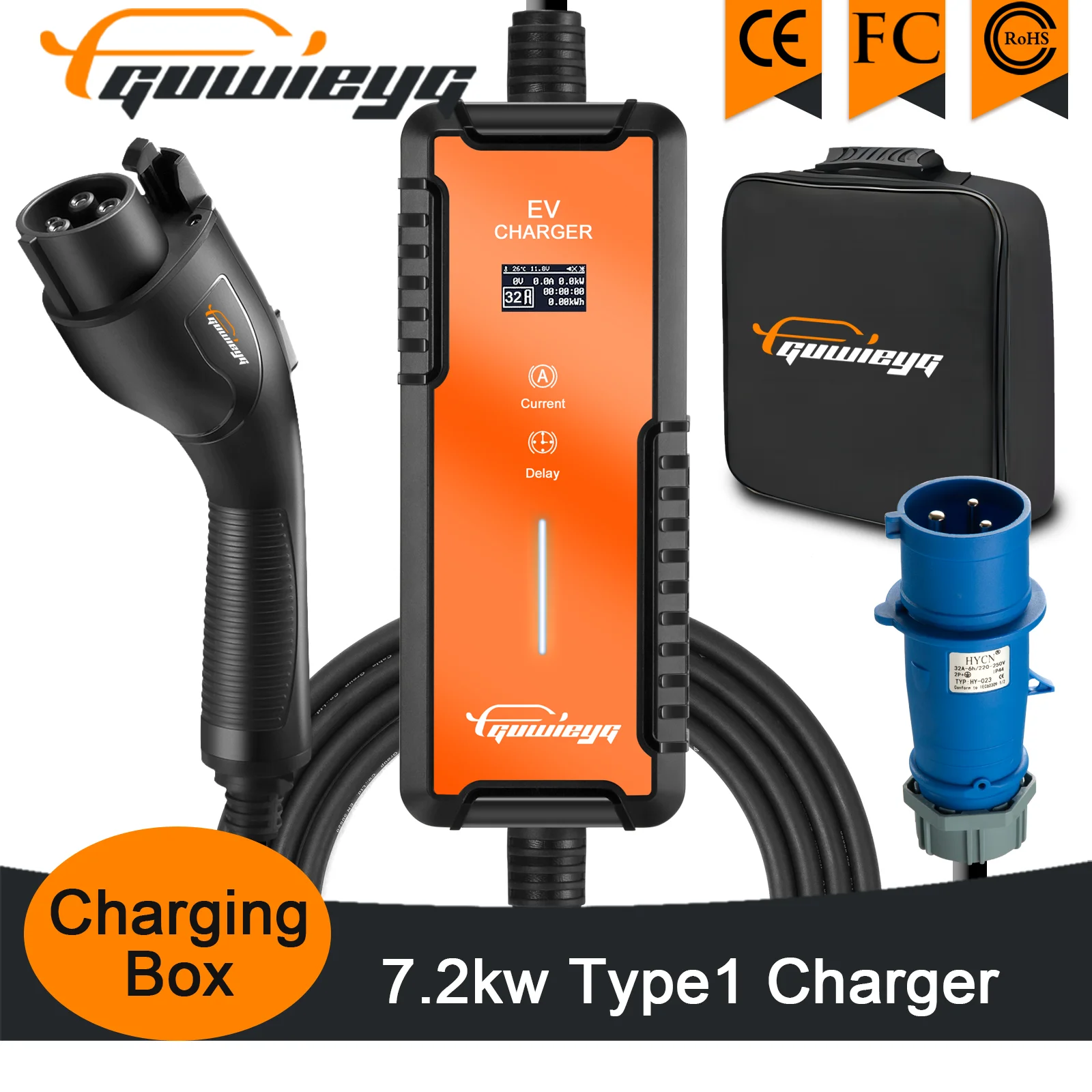 GUWIEYG-Type1-Portable-EV-Charger-16A-5M-Charging-Cable-SAE-J1772-EU ...