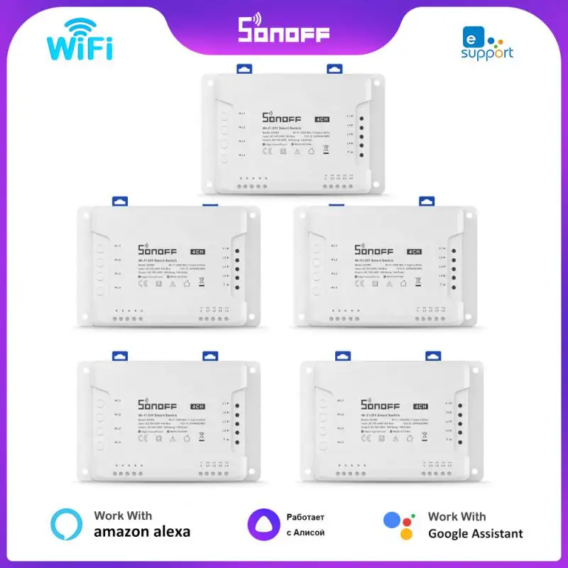 Sonoff 4CH R3 PROR3 무선 WIFI 스마트 DIY 스위치, 4 채널 Din 레일 장착, 원격/음성 제어 ...